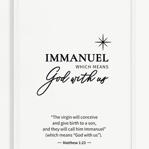 Immanuel Print, God With Us, Matthew 1:23, Bible Verse Printable Wall ...