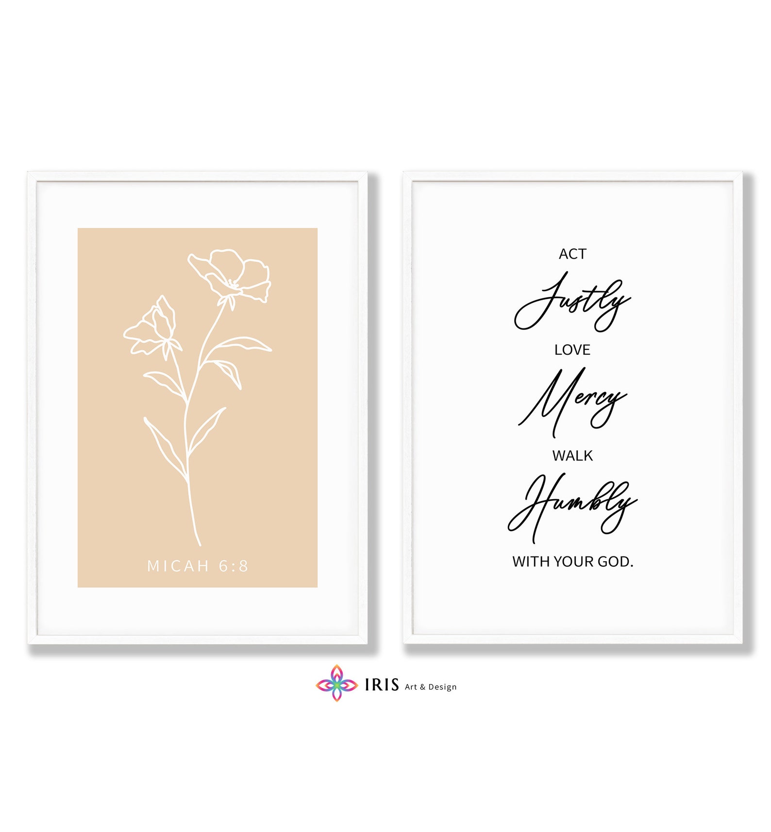 Micah 6:8 Bible Verse Wall Art Set Scripture Set of 2 | Etsy