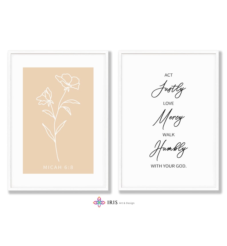 Micah 6:8 Bible Verse Wall Art Set Scripture Set of 2 - Etsy