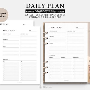 Daily Planner Printable | Time Blocking Half Hour Daily Planner | Day ...