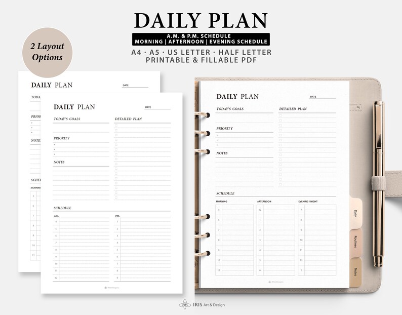 Daily Planner Printable Time Blocking Half Hour Daily Planner Day ...