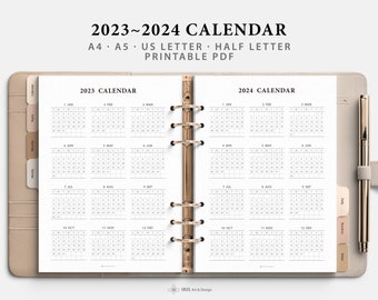 2023 2024 Calendar Template Inserts Year at a Glance Calendar ...