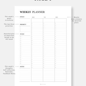 Weekly Hourly Schedule 2 Pages | Vertical Weekly Planner Refill ...