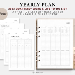 2023 Quarterly Work & Life to Do List Printable Yearly Overview ...