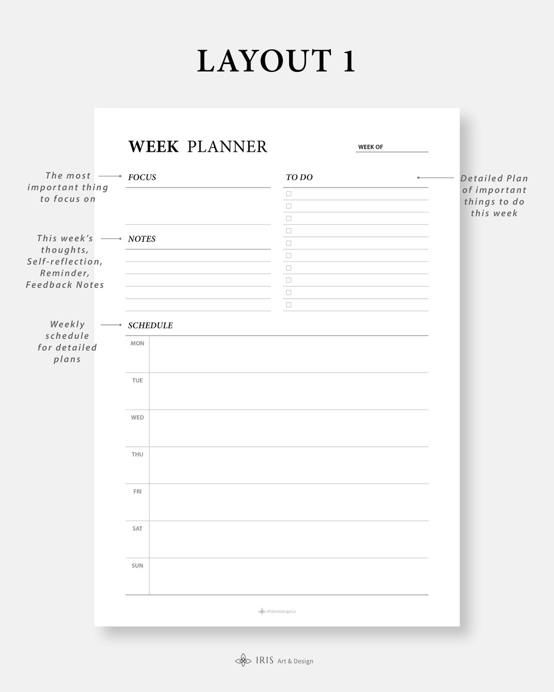 Week Planner Printable Weekly Planner Inserts Weekly Organizer Weekly ...