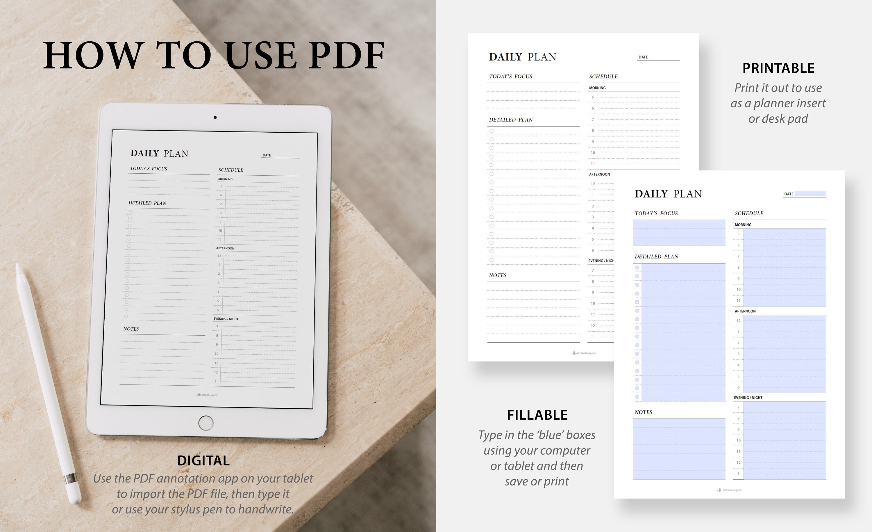 Daily Planner Printable Time Blocking Half Hour Daily Planner Daily ...