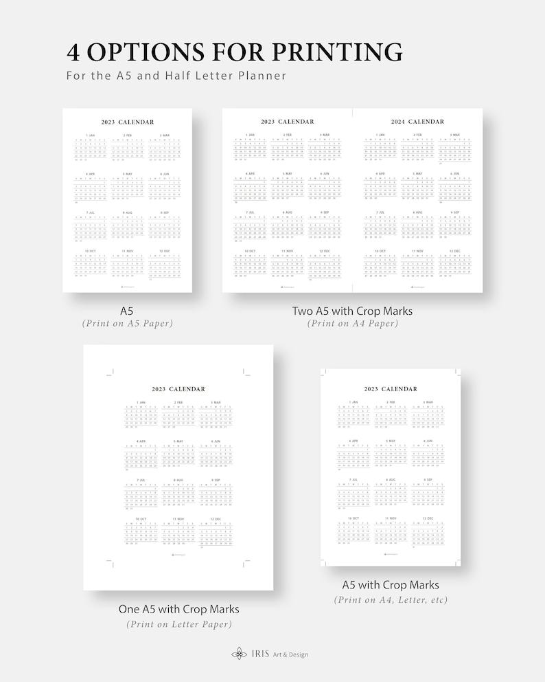 2023 2024 Calendar Template Inserts Year at a Glance - Etsy
