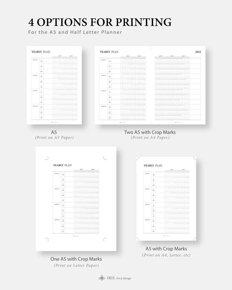 2024 Year at a Glance Printable Inserts Yearly 12 Months Overview ...