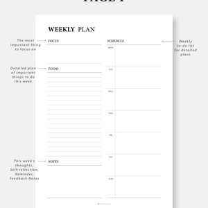 Weekly Planner 2 Pages Printable Week on Two Pages Weekly Overview Week ...