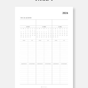 2024 Quarterly Planner Printable Inserts on 4 Pages | Quarterly Work ...