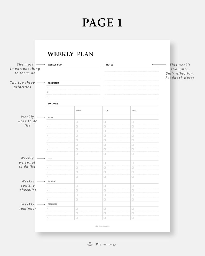 Weekly to Do List Printable | Weekly Planner 2 Pages | Weekly Routine ...