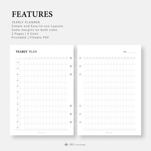 Yearly Planner Printable | Yearly 12 Months Overview Inserts | Yearly ...