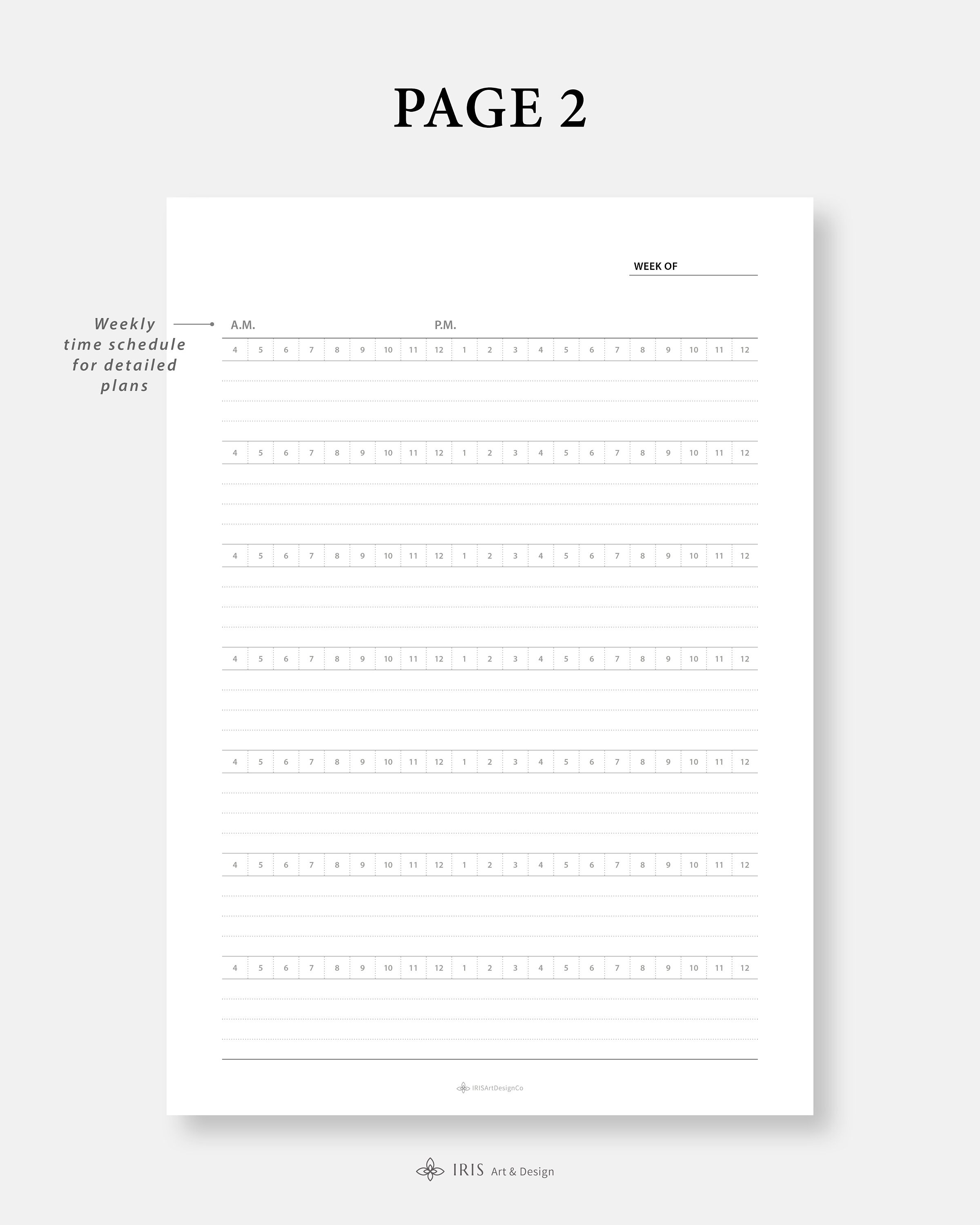 Weekly Planner 2 Pages Template With Weekly to Do List & Hour Schedule ...