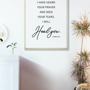 Heal Bible Verse Printable Wall Art, I Will Heal You Print, 2 Kings 20 ...