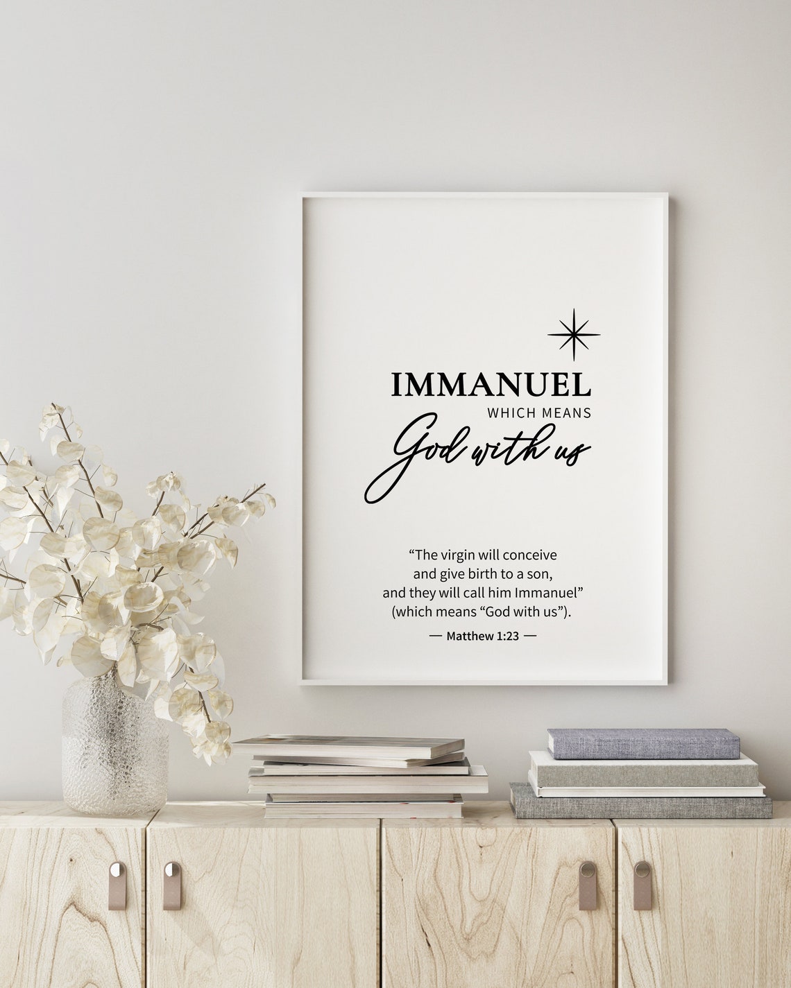 Immanuel Print God With Us Matthew 1 23 Bible Verse Printable Wall