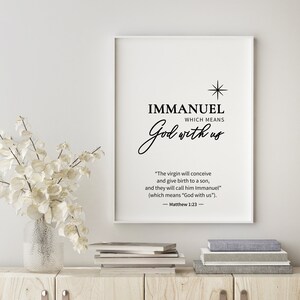 Immanuel Print, God With Us, Matthew 1:23, Bible Verse Printable Wall ...