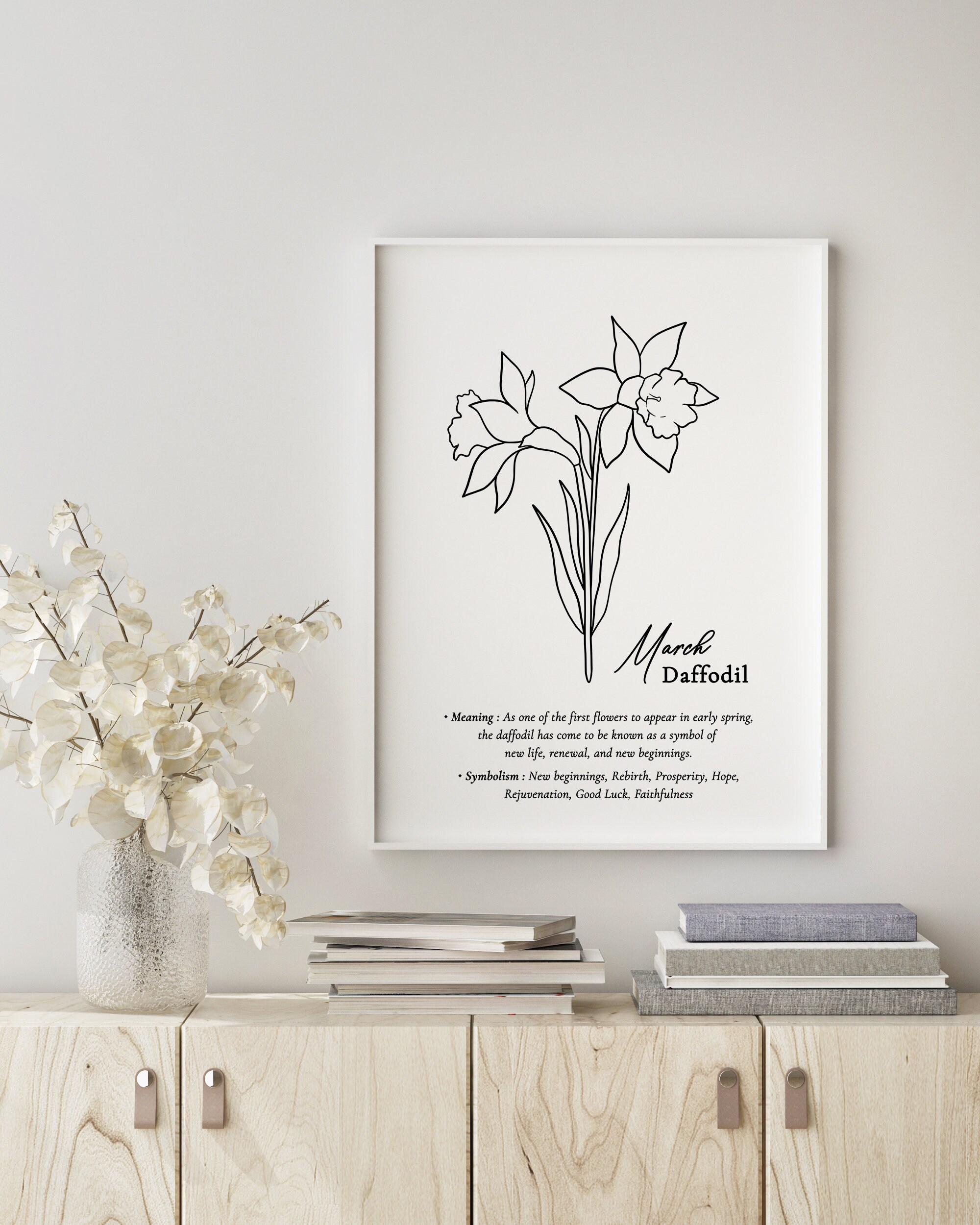 Birth Month Flower Print, Printable Wall Art, March Birth Month ...
