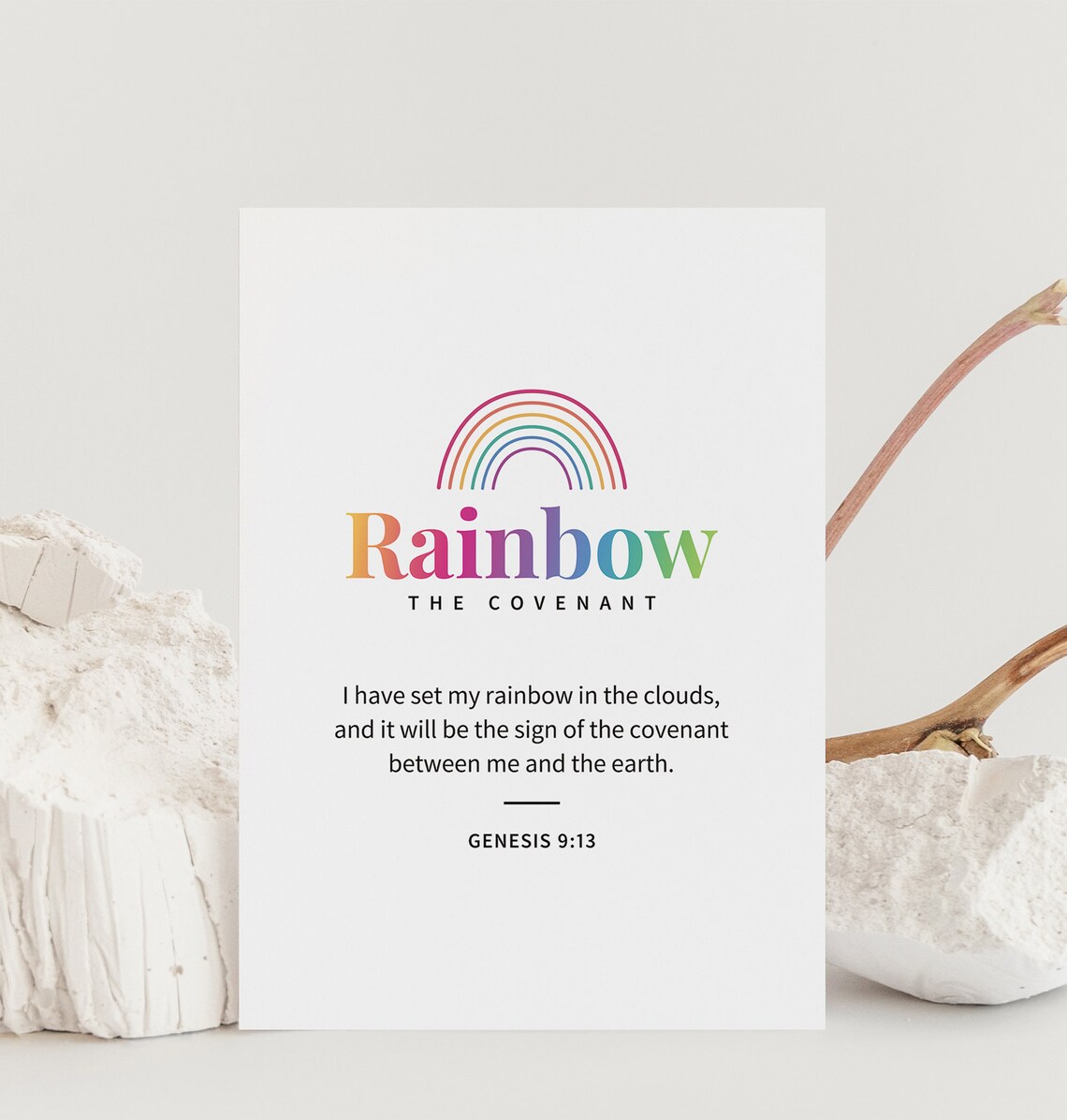 Rainbow Bible Verse Wall Art, Genesis 9 13, Rainbow Nursery Print ...
