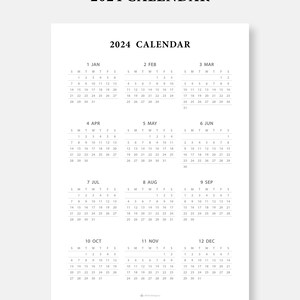 2023 2024 Calendar Template Inserts | Year at a Glance Calendar ...