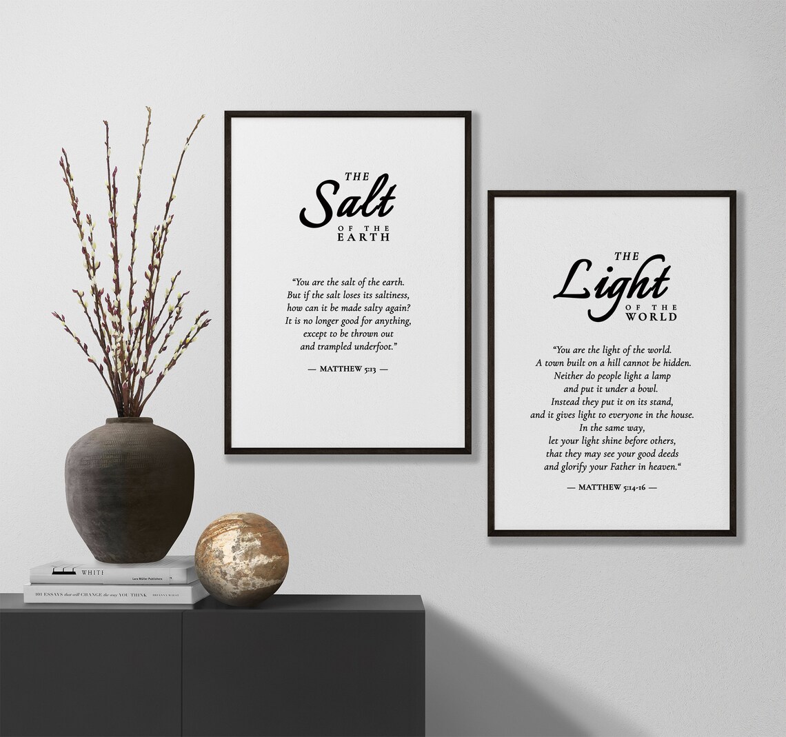 Salt and Light Prints, Printable, Bible Verse Wall Art Set of 2, Modern ...