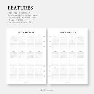 2023 2024 Yearly Calendar Planner Template | Year at a Glance Calendar ...