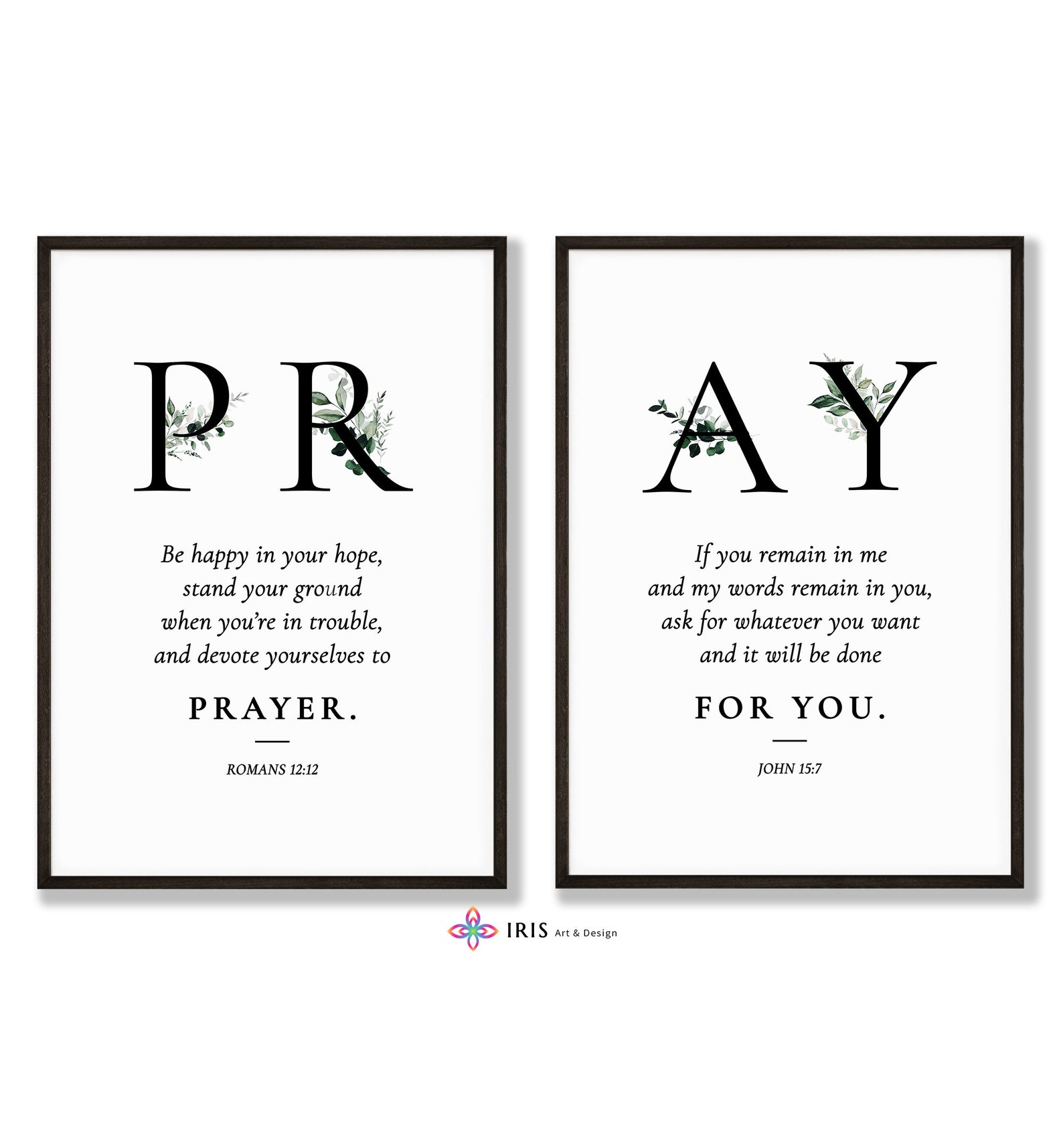 Pray Bible Verse Wall Art Set, Scripture Set of 2, Modern Scripture ...