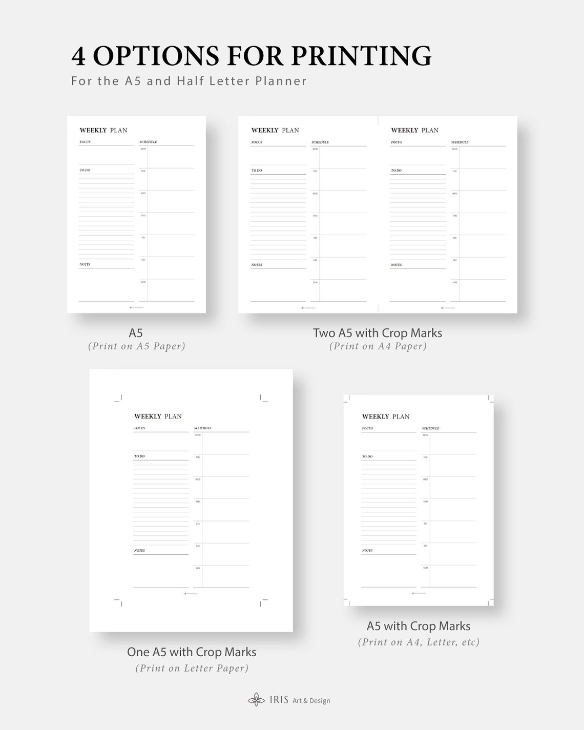 Weekly Planner 2 Pages Printable Week on Two Pages Weekly Overview Week ...