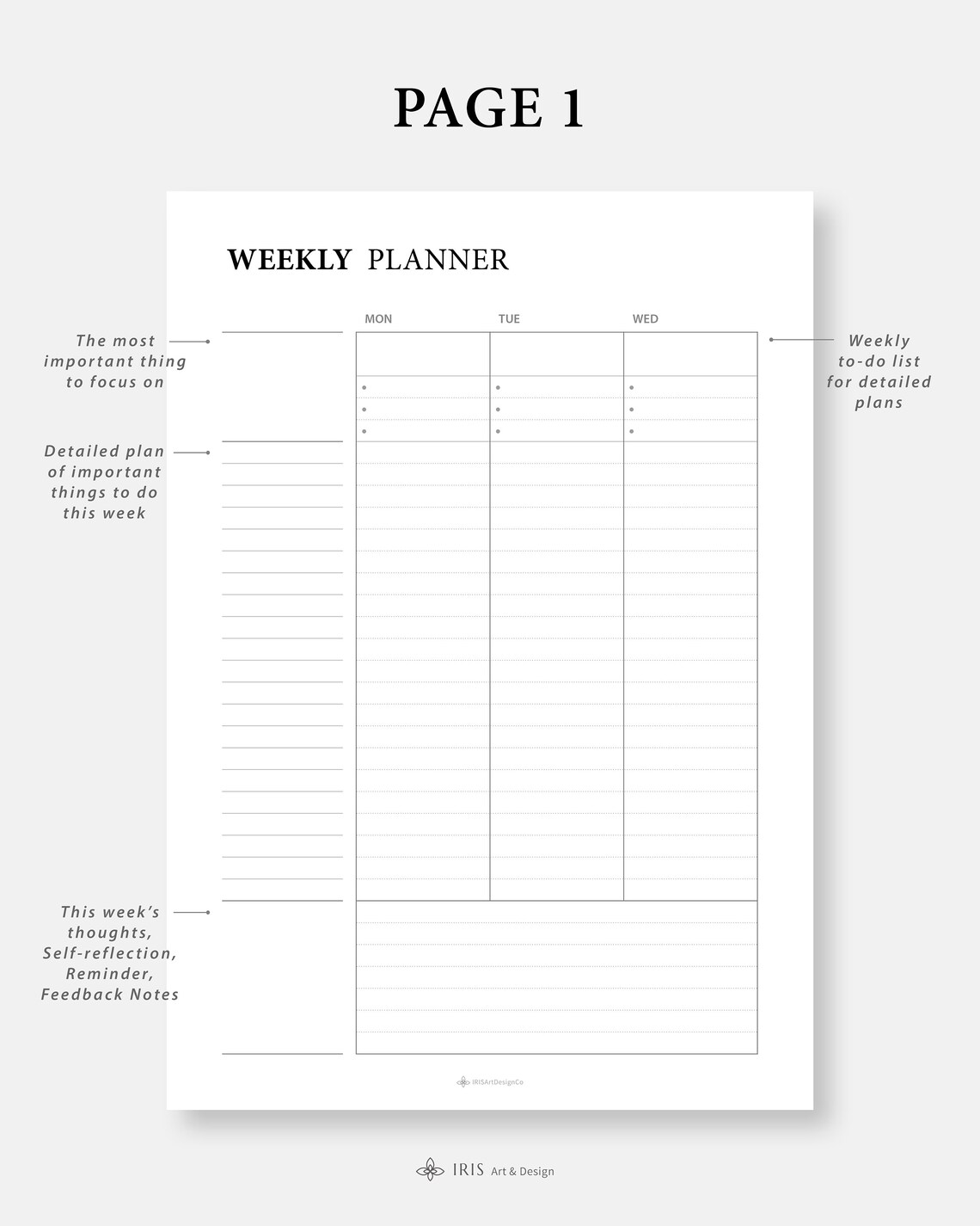 Weekly To-do List Planner 2 Pages Vertical Weekly Planner Printable ...