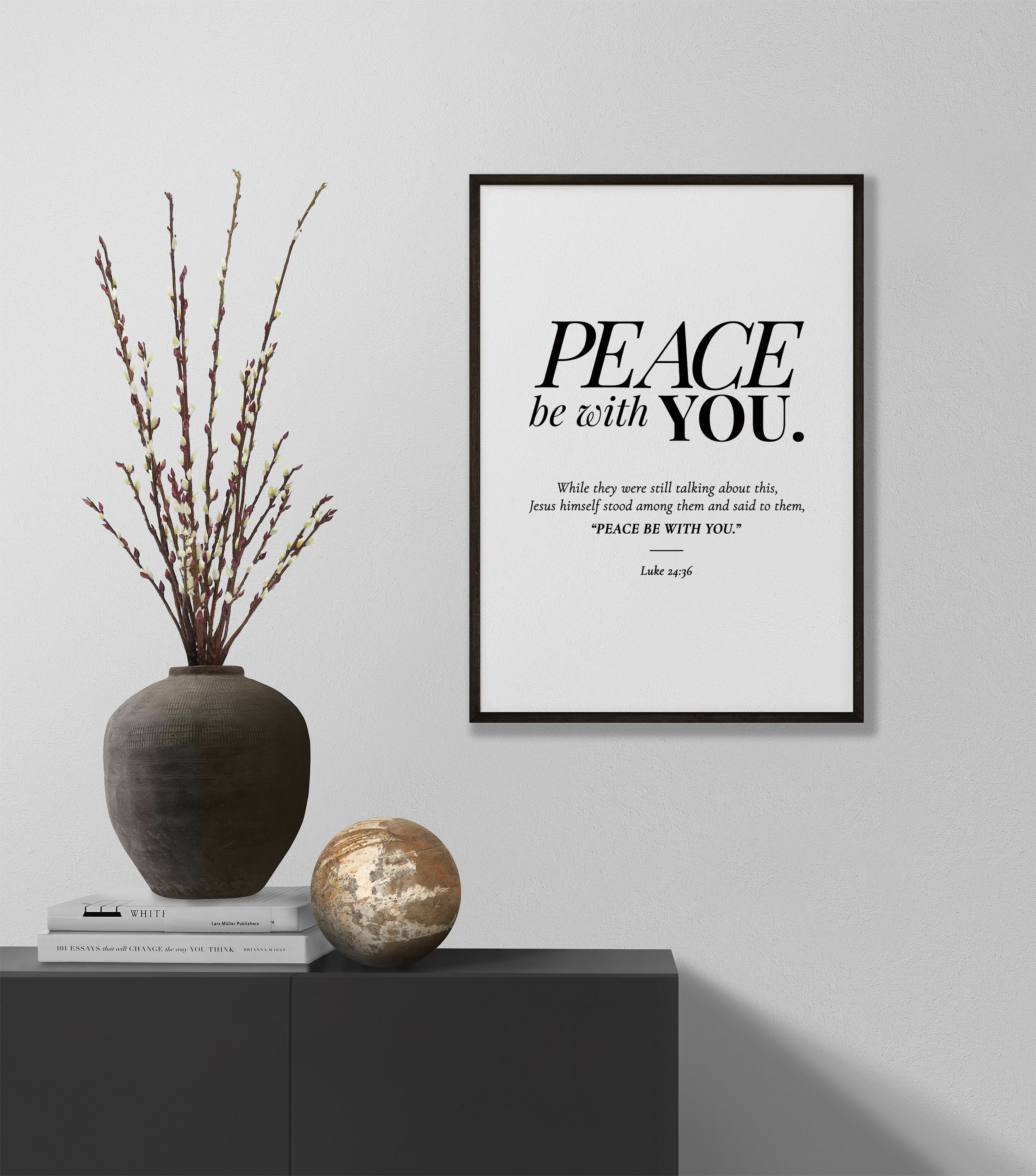 Peace Bible Verse Wall Art, Peace Quote, Peace Print, Luke 24:36 ...