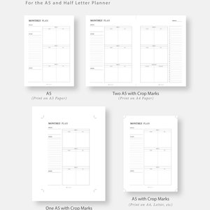 Monthly Planner Inserts Printable 2 Pages Monthly Work & Life to Do ...
