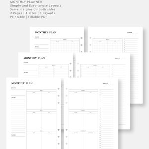 Monthly Planner Inserts Printable 2 Pages Monthly Work & Life to Do ...
