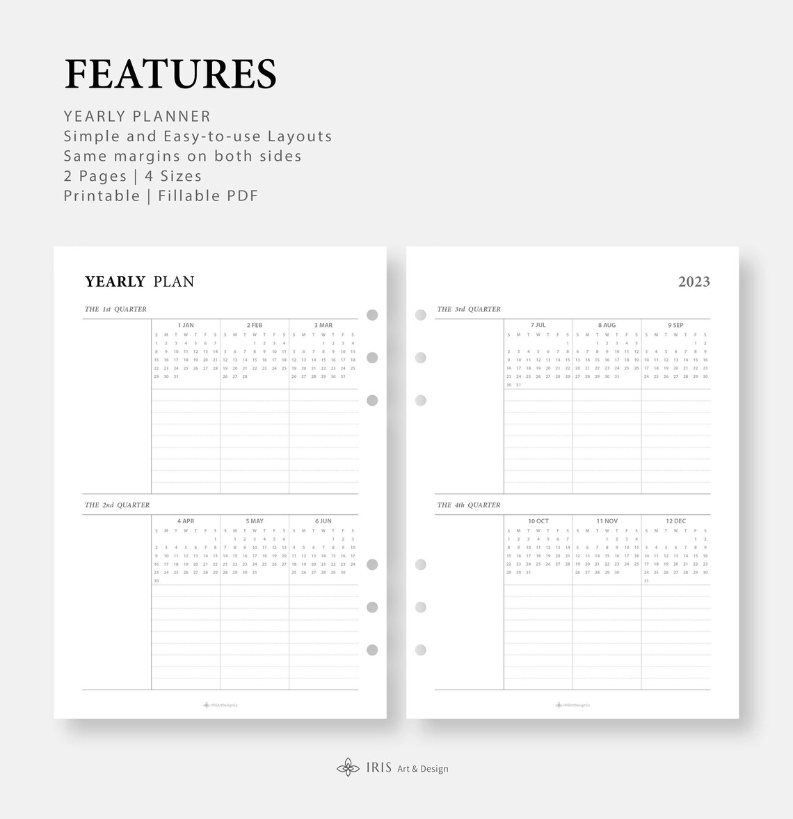2023 Quarterly Planner Printable on 2 Pages | Quarterly Overview ...