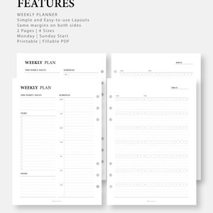 Weekly Planner 2 Pages Template With Weekly to Do List & Hour Schedule ...