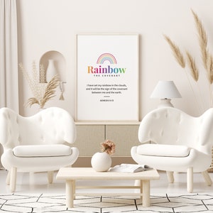 Rainbow Bible Verse Wall Art, Genesis 9 13, Rainbow Nursery Print ...