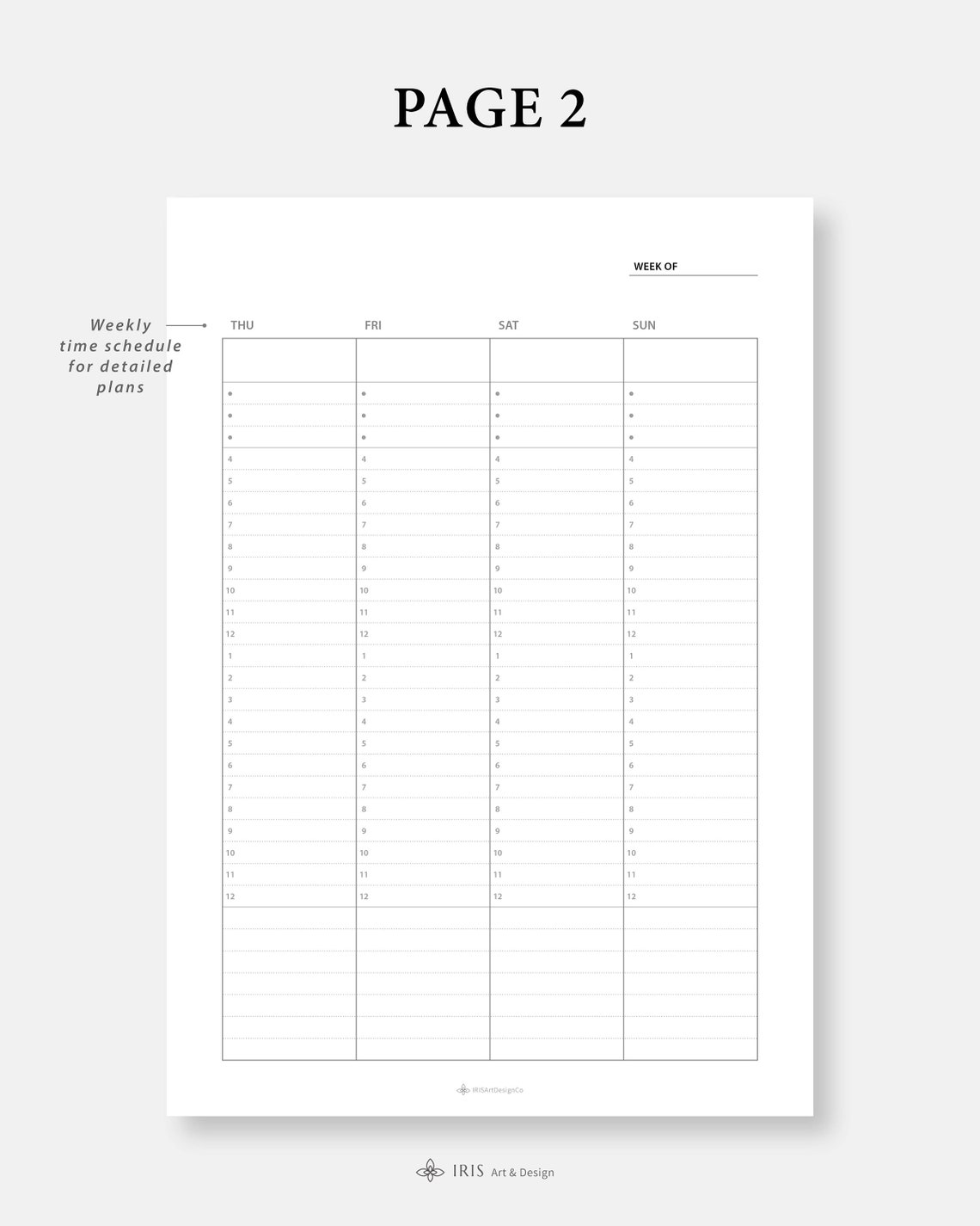 Weekly Hourly Schedule 2 Pages | Vertical Weekly Planner Refill ...