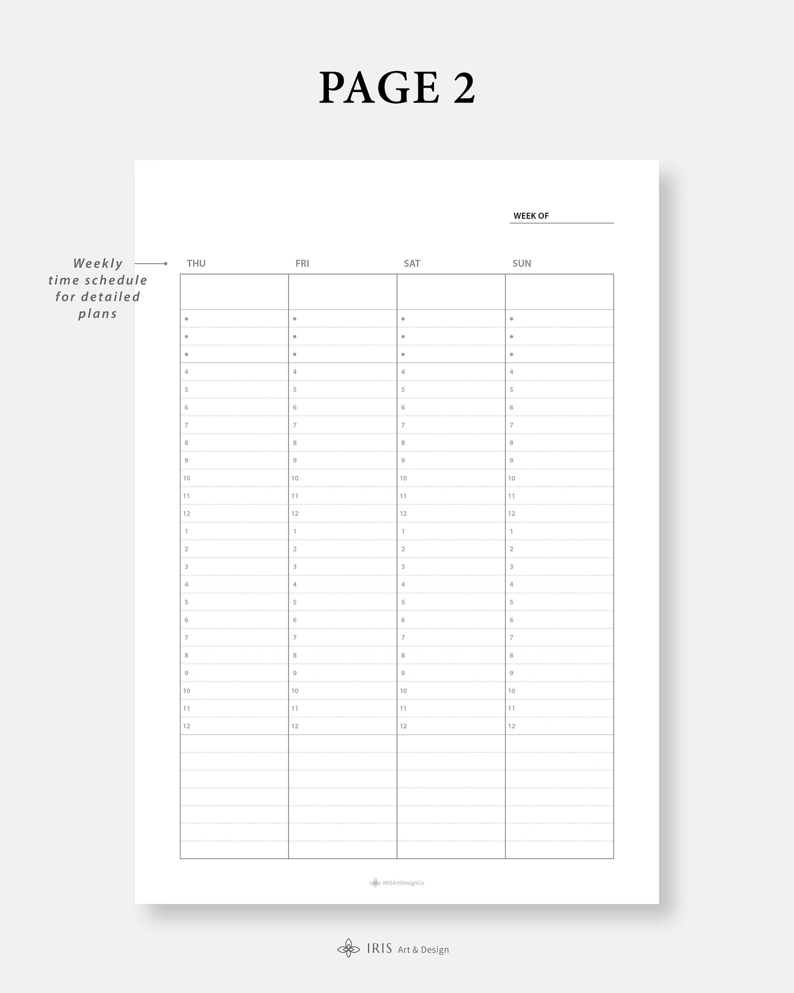 Weekly Hourly Schedule 2 Pages | Vertical Weekly Planner Refill ...