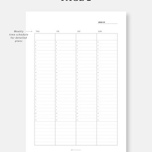 Weekly Hourly Schedule 2 Pages | Vertical Weekly Planner Refill ...