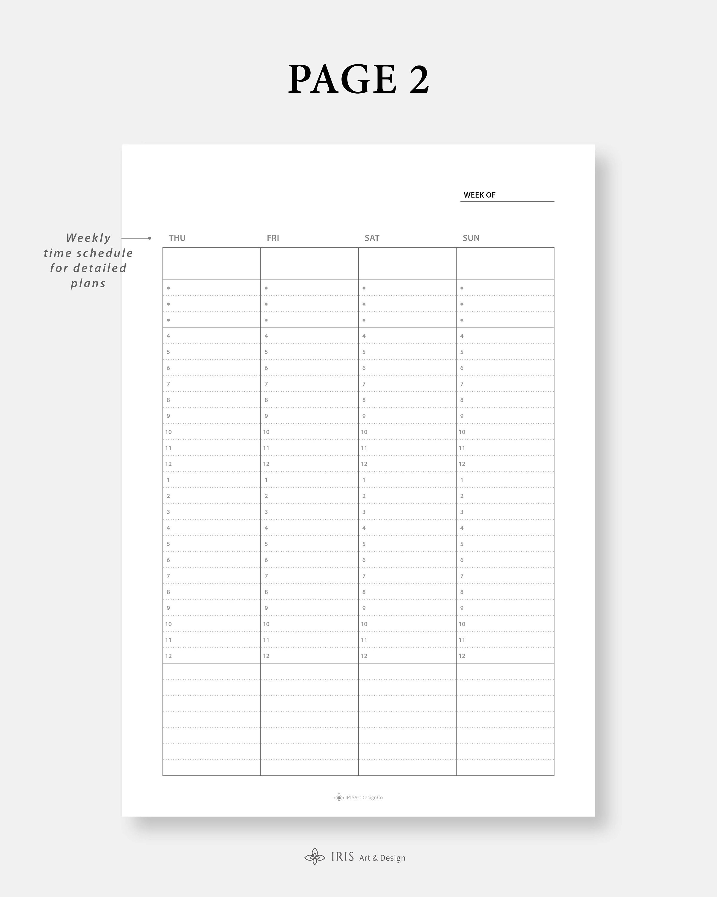 Weekly Hourly Schedule 2 Pages | Vertical Weekly Planner Refill ...
