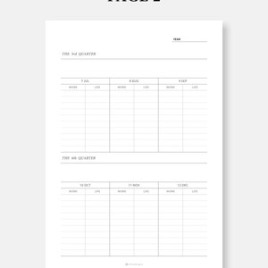 Quarterly Overview Printable on 2 Pages | Quarterly Goals | Quarterly ...