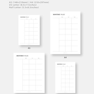Monthly Planner Printable Undated Minimalist Monthly Calendar Template ...