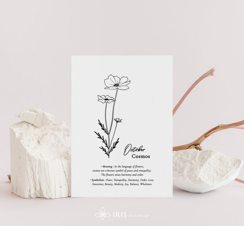 Birth Month Flower Print Printable Wall Art October Birth - Etsy