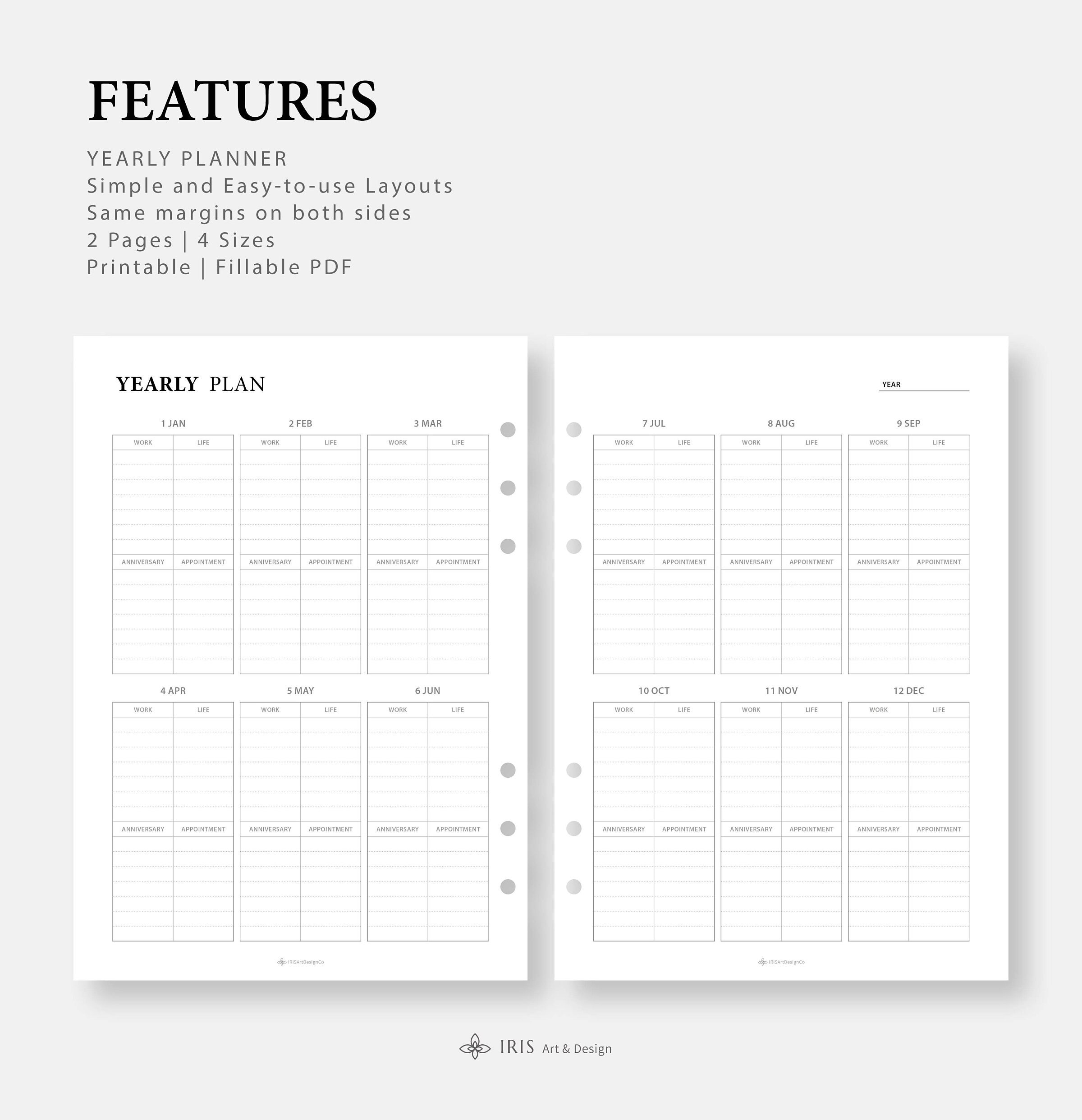 Yearly Planner to Do List Printable Quarterly Work & Life to Do List on ...