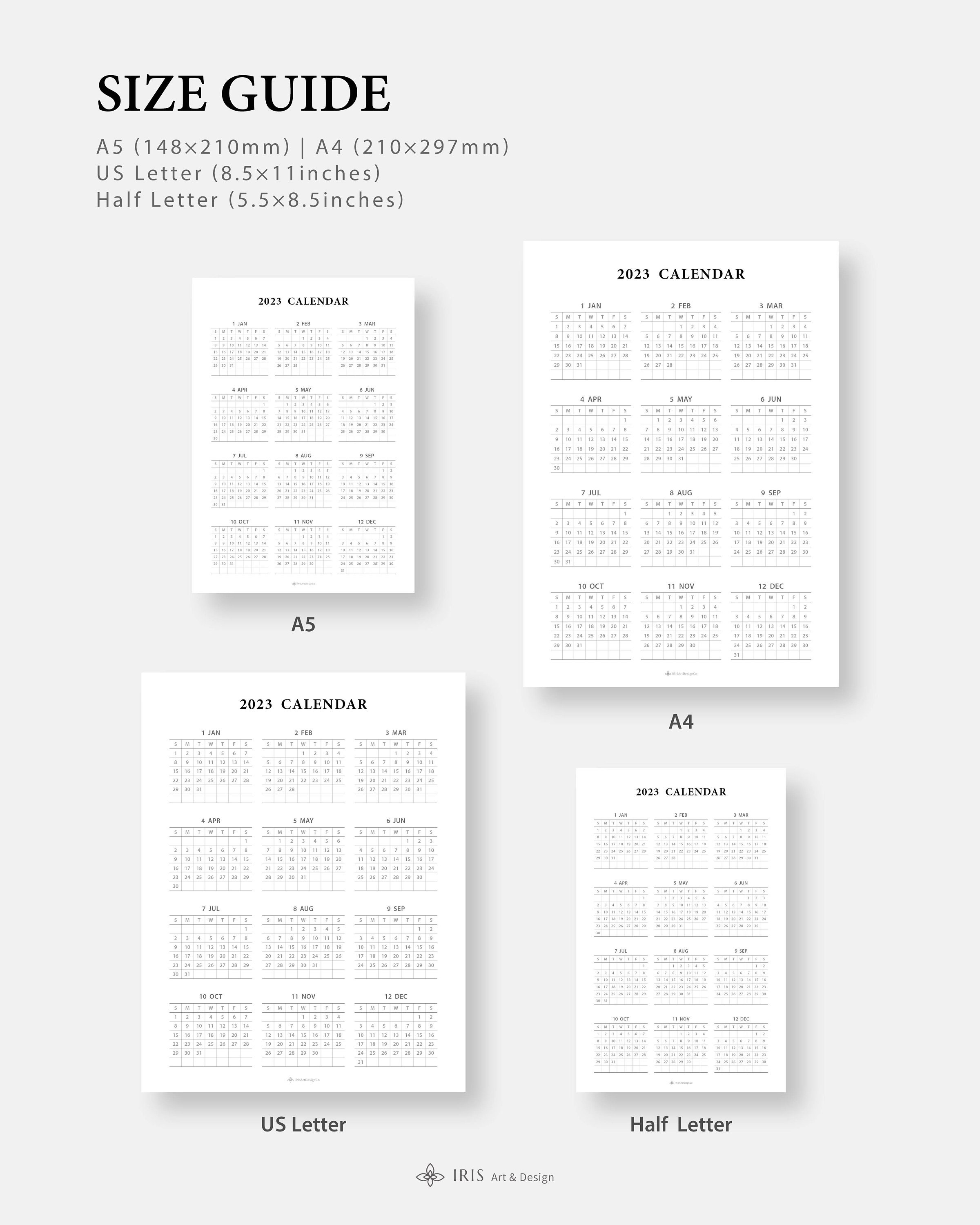2023 2024 Calendar Pages | One Page Calendar Template | Year at a ...