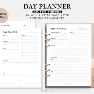 Day Planner Template | Priority to Do List | AM PM Schedule | Daily ...