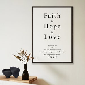 Faith Hope Love Print | Bible Verse Wall Art | 1 Corinthians 13:13 ...