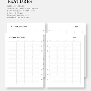 Weekly Hourly Schedule Planner 2 Pages | Undated Weekly Planner ...