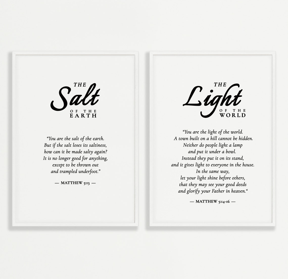 Salt and Light Prints, Printable, Bible Verse Wall Art Set of 2, Modern ...