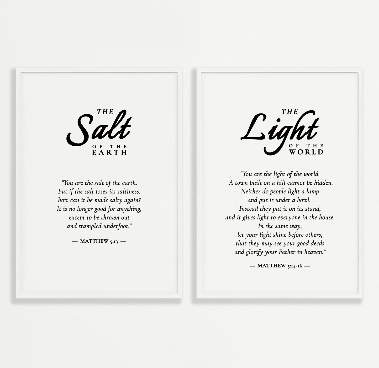 Salt and Light Prints, Printable, Bible Verse Wall Art Set of 2, Modern ...