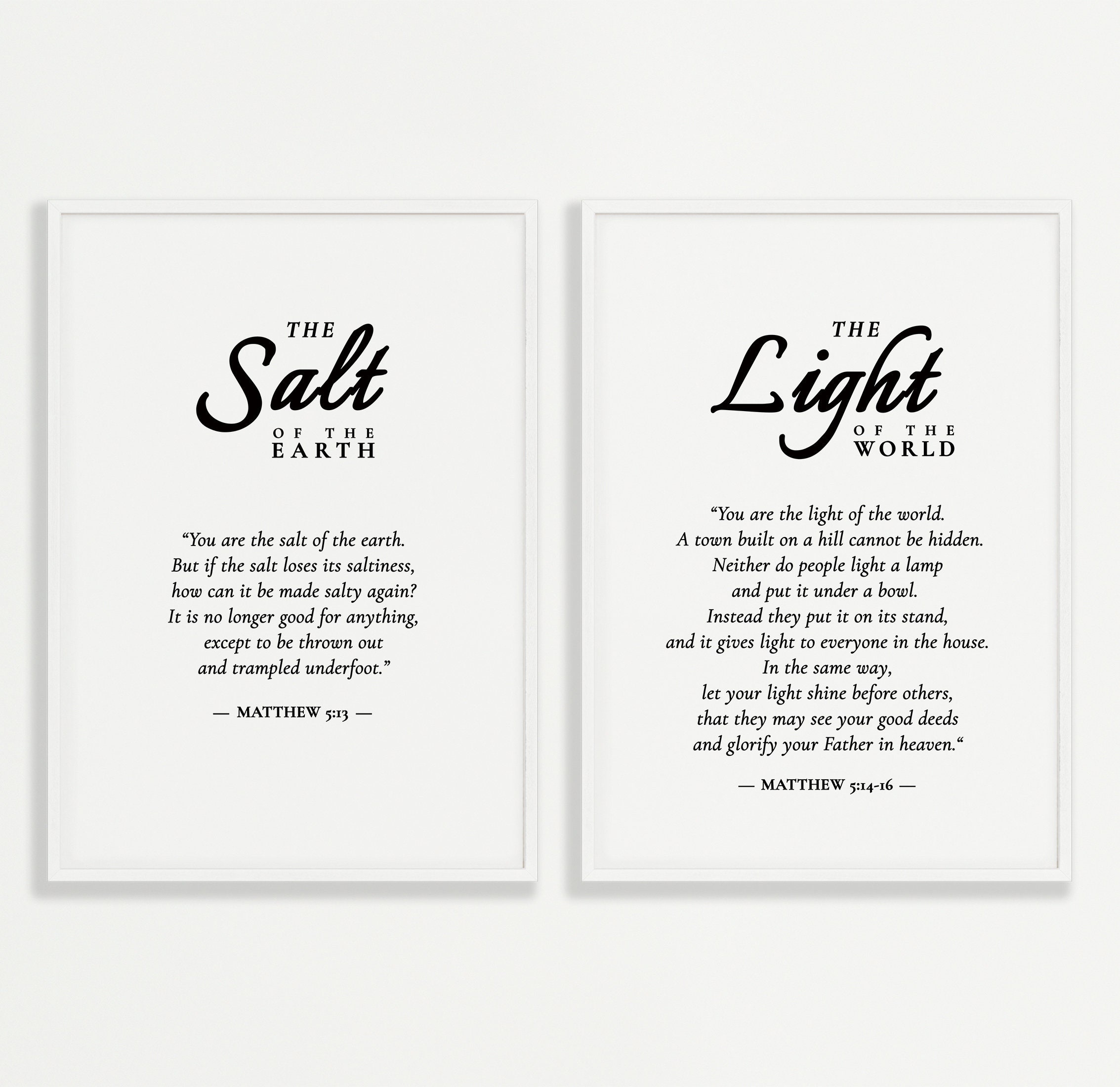 Salt and Light Prints, Printable, Bible Verse Wall Art Set of 2, Modern ...