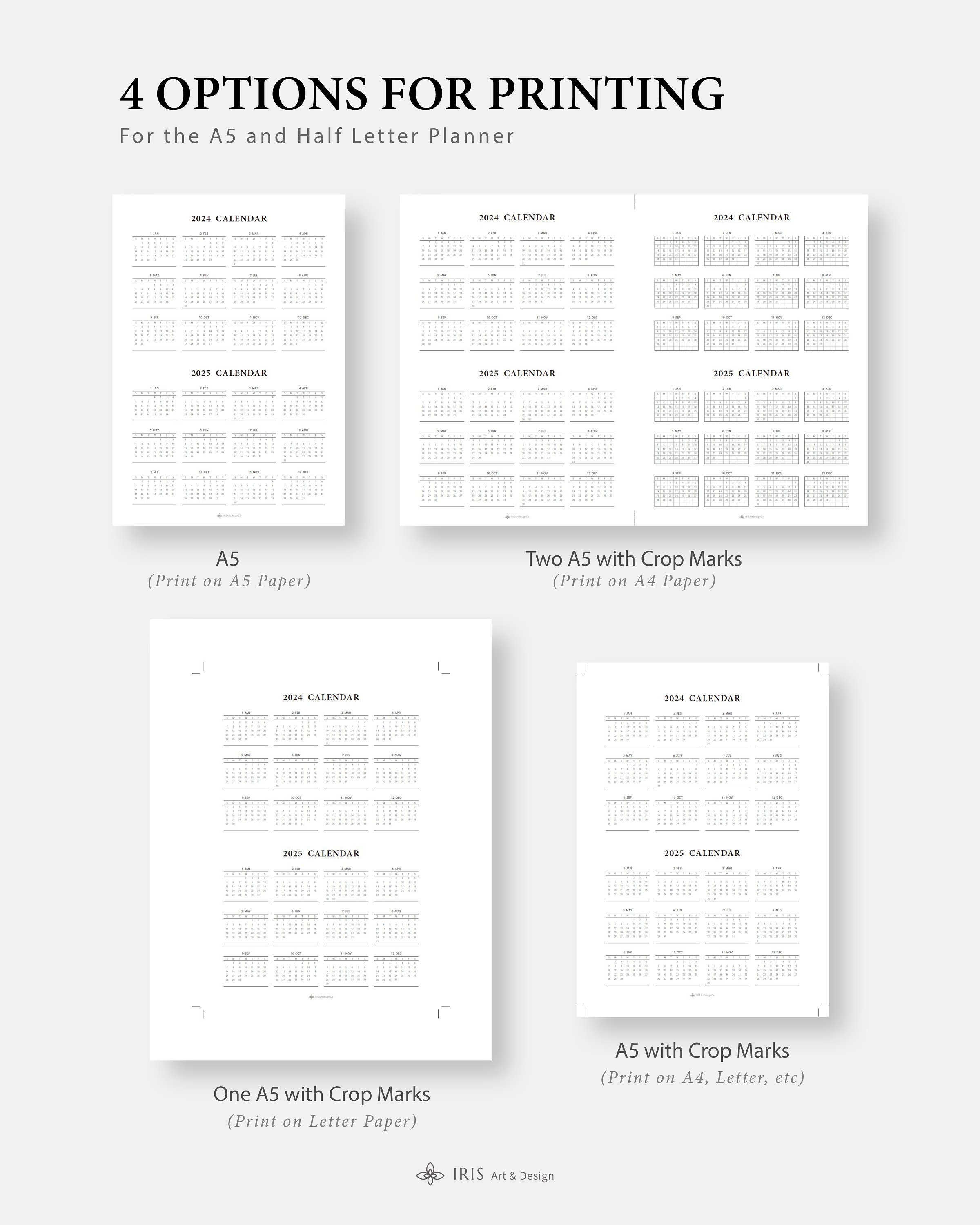 2024 2025 Year at a Glance Calendar Printable Two Year Calendar ...
